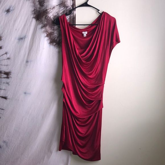 Cache | Dresses | Cach Sexy Red Drape Dress | Poshmark
